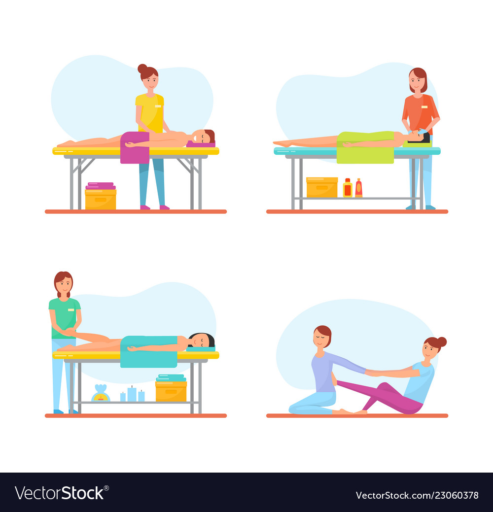 Massage Treatment Patients Icons Set Royalty Free Vector