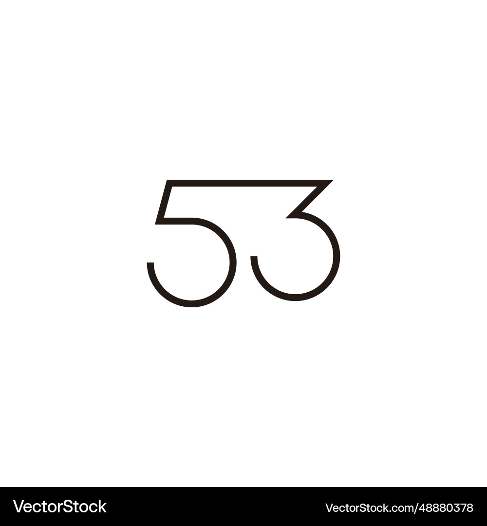 Number 53 connect geometric symbol simple logo Vector Image