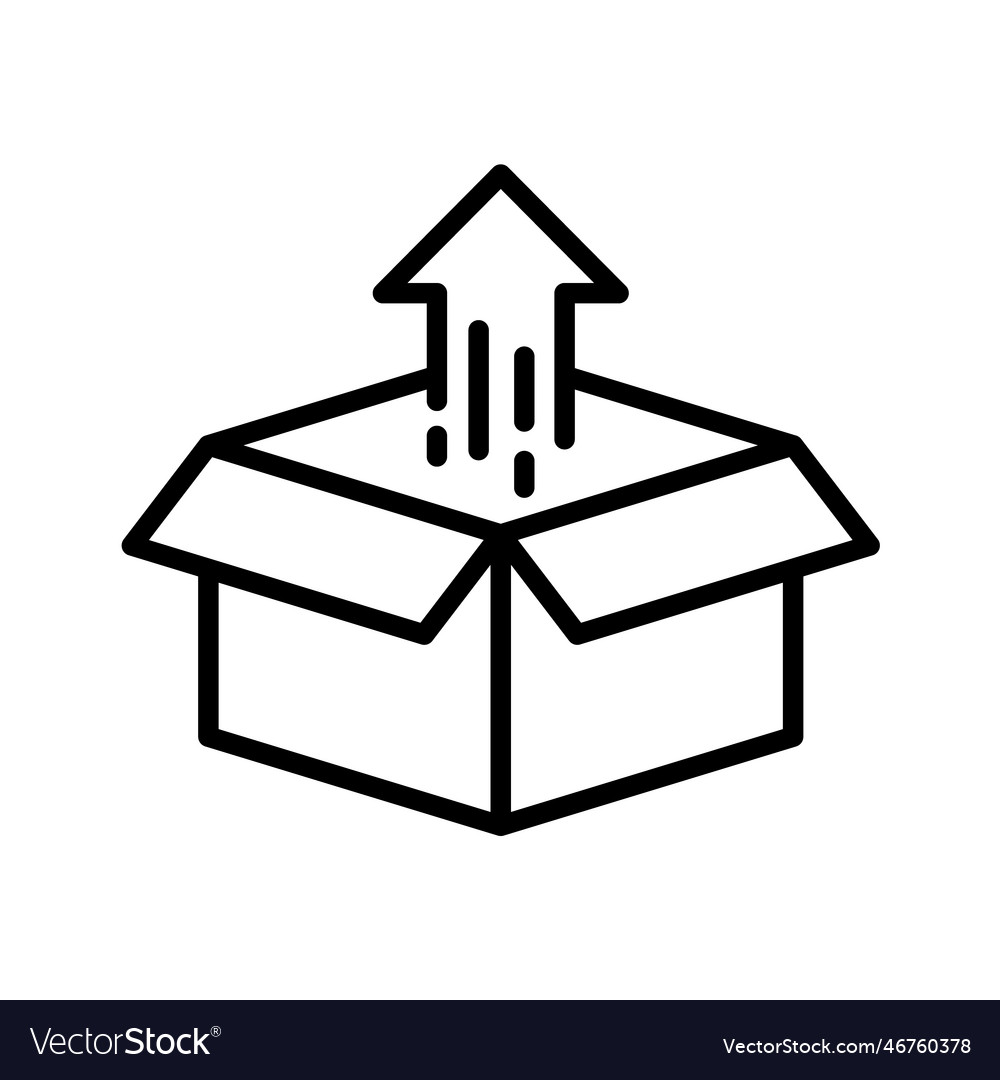 Open box with arrow icon Royalty Free Vector Image