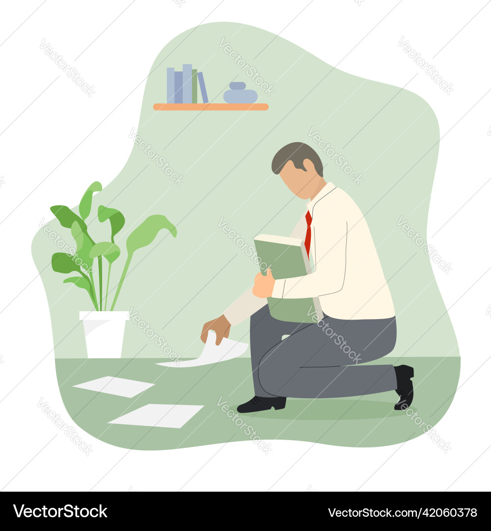 Person dropped business documents from floor Vector Image