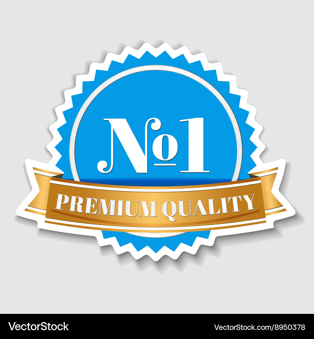 Quality sticker with gold ribbon Royalty Free Vector Image