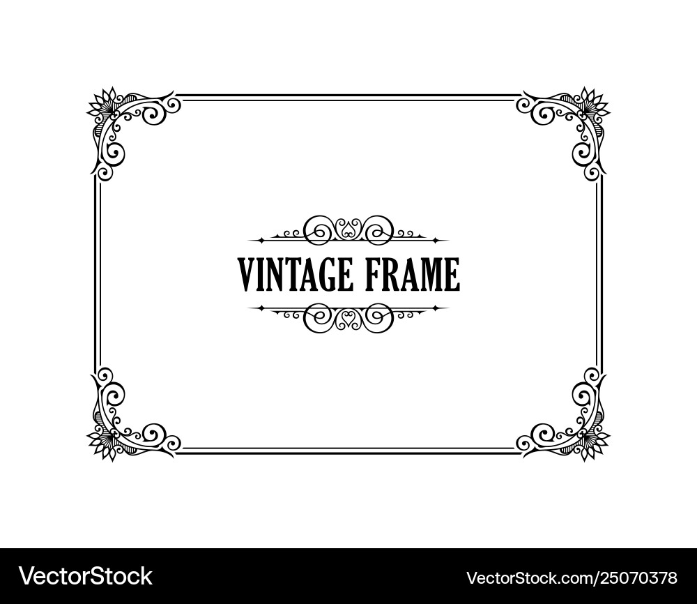 Vintage calligraphic frame black and white Vector Image