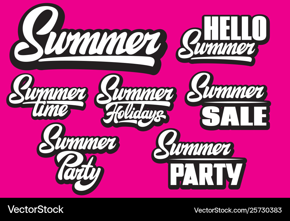 A set lettering calligraphy on theme of Royalty Free Vector