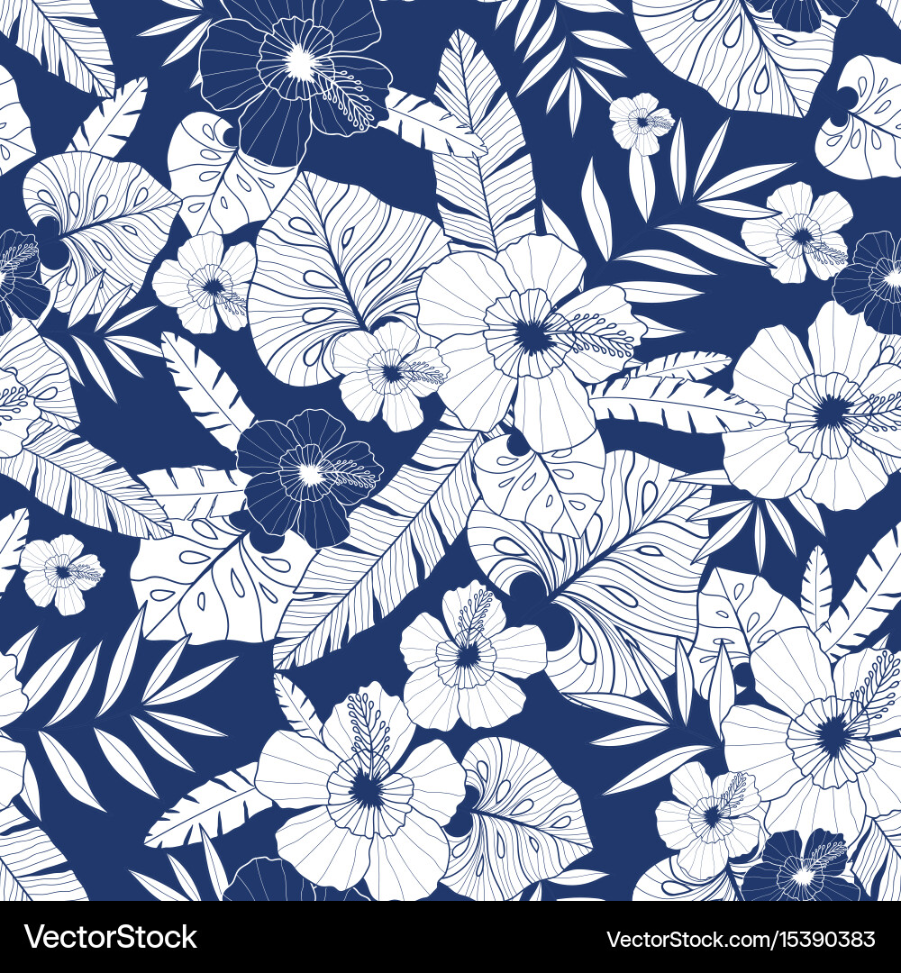 Blue drawing tropical summer hawaiian Royalty Free Vector