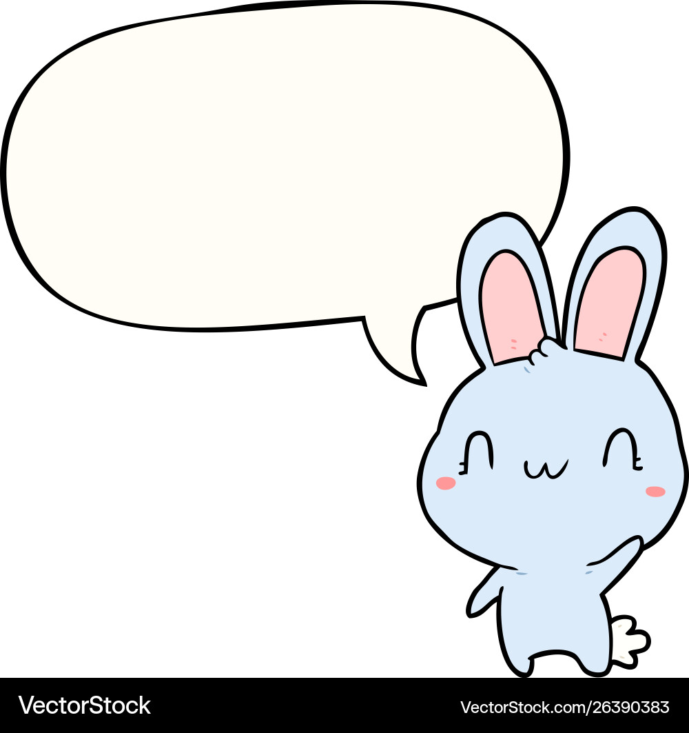 Cute cartoon rabbit waving and speech bubble Vector Image