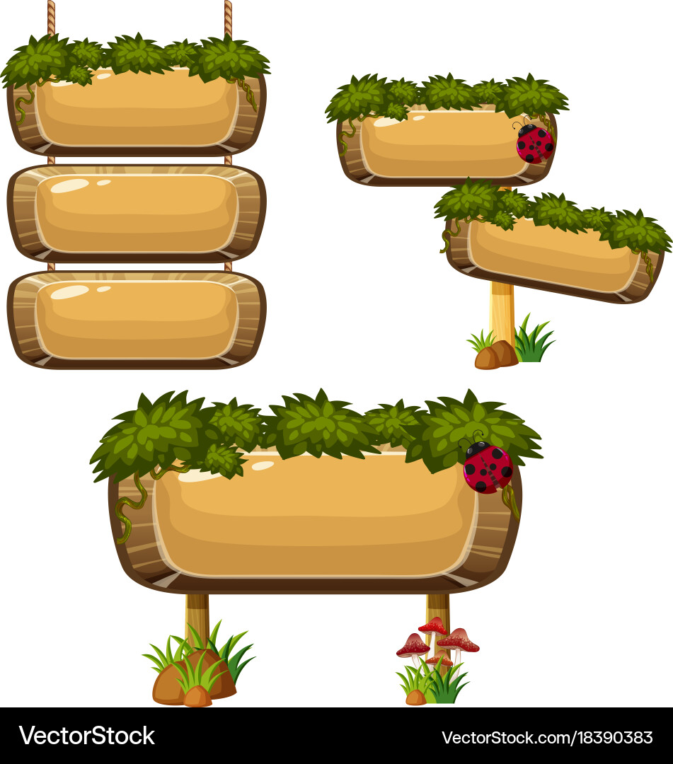 Different designs wooden signs Royalty Free Vector Image