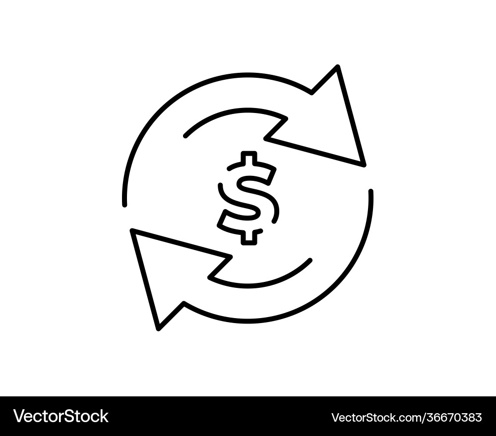 Dollar sign with arrow around icon filled flat Vector Image