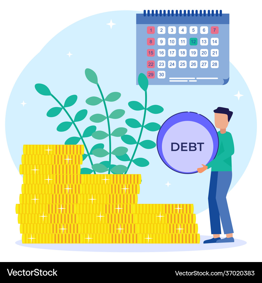 Graphic cartoon character debt Royalty Free Vector Image