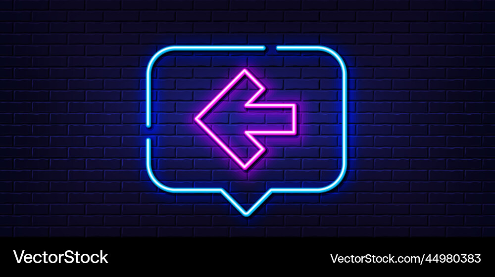 Left arrow line icon direction arrowhead neon Vector Image