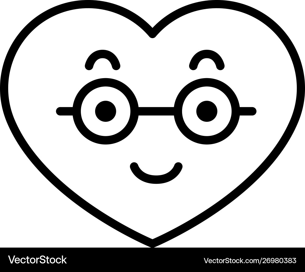 Line drawing heart emoticon icon Royalty Free Vector Image