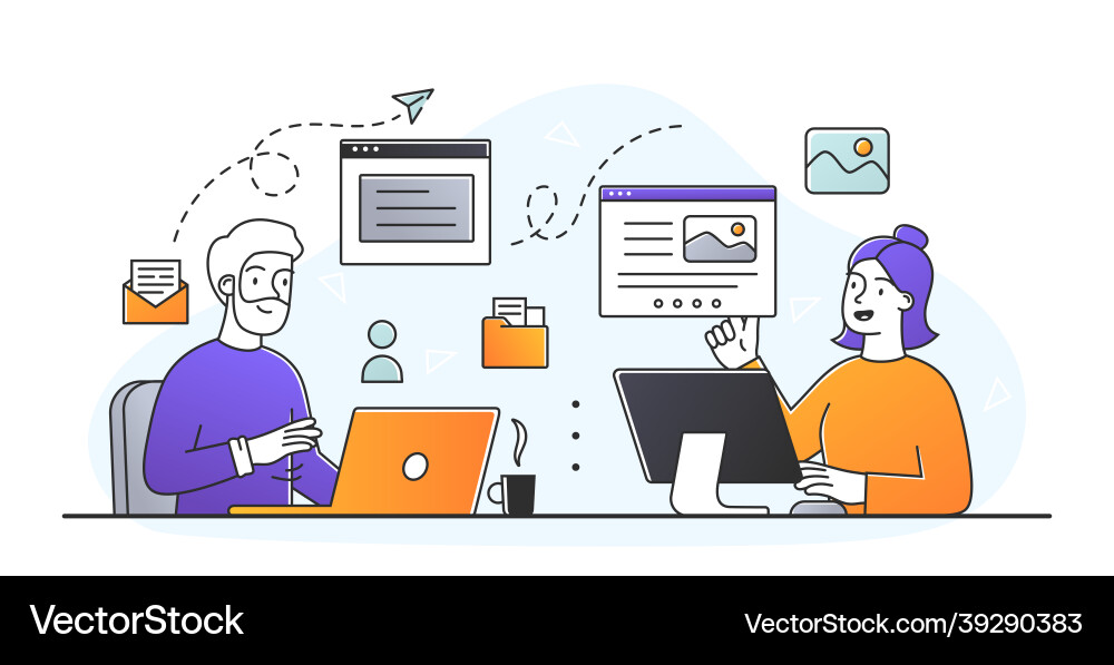 Man and woman at work Royalty Free Vector Image