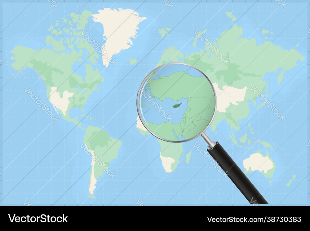 Map world with a magnifying glass on a Royalty Free Vector