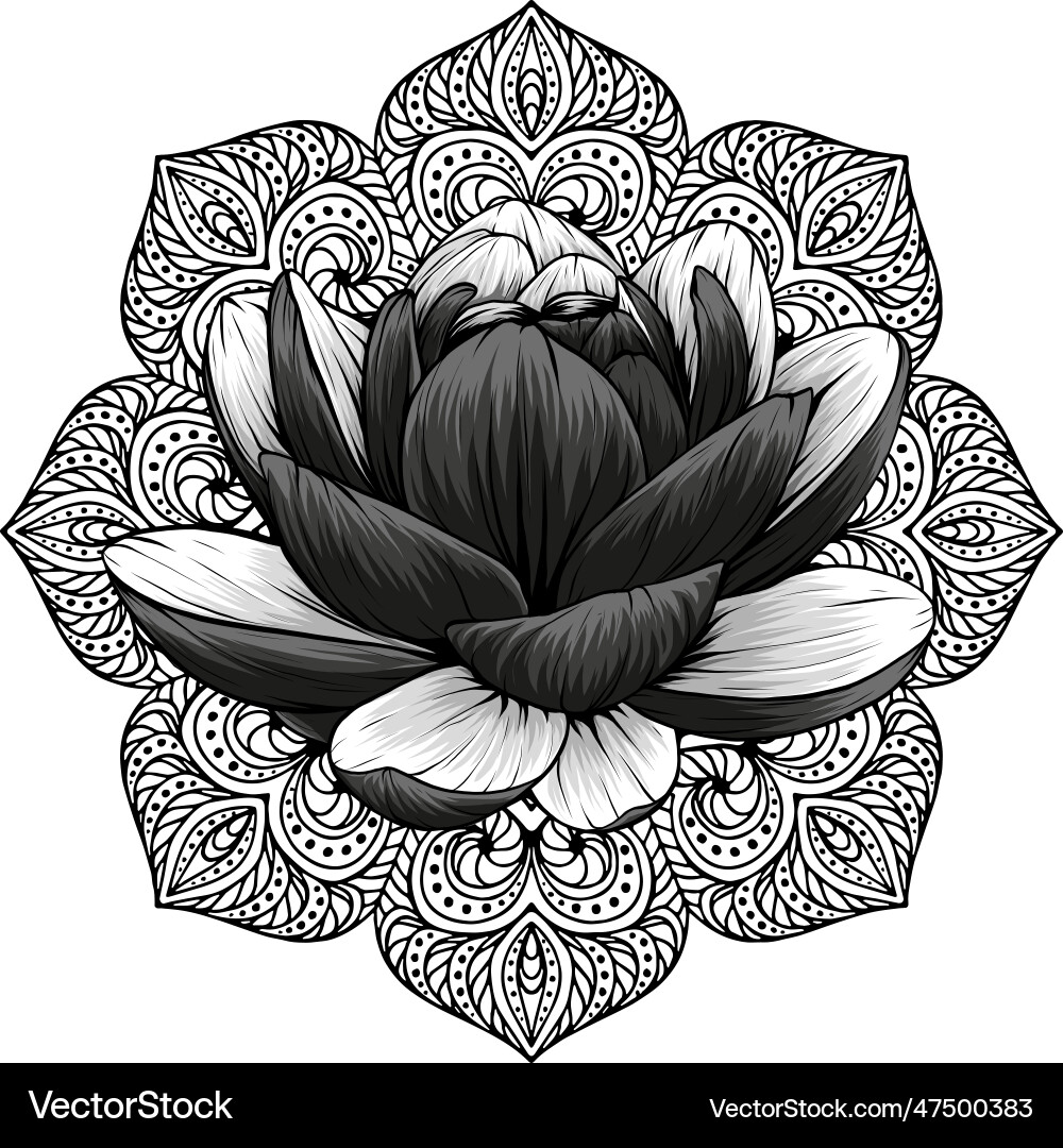 Monochromatic of circular mandala Royalty Free Vector Image