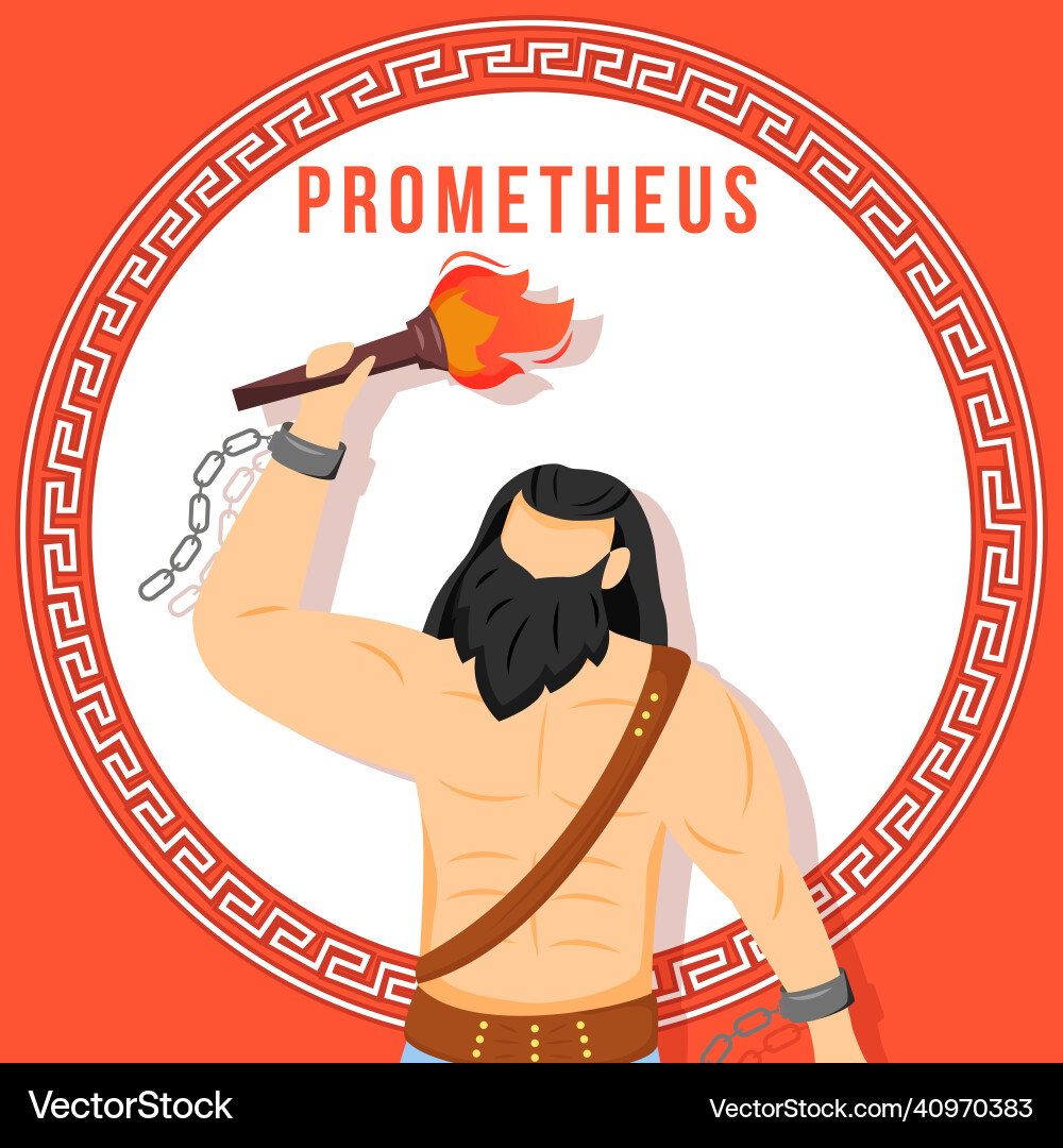 Prometheus red social media post mockup ancient Vector Image