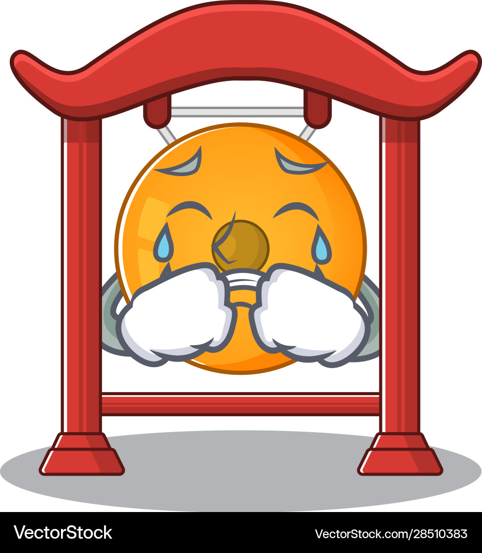 Sad crying chinese gong scroll cartoon character Vector Image