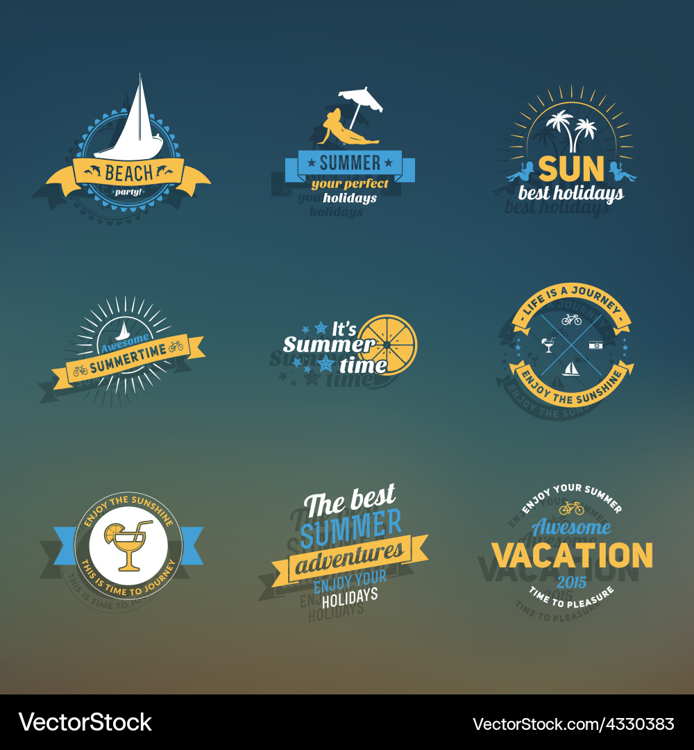 Set of summer retro design elements vintage Vector Image