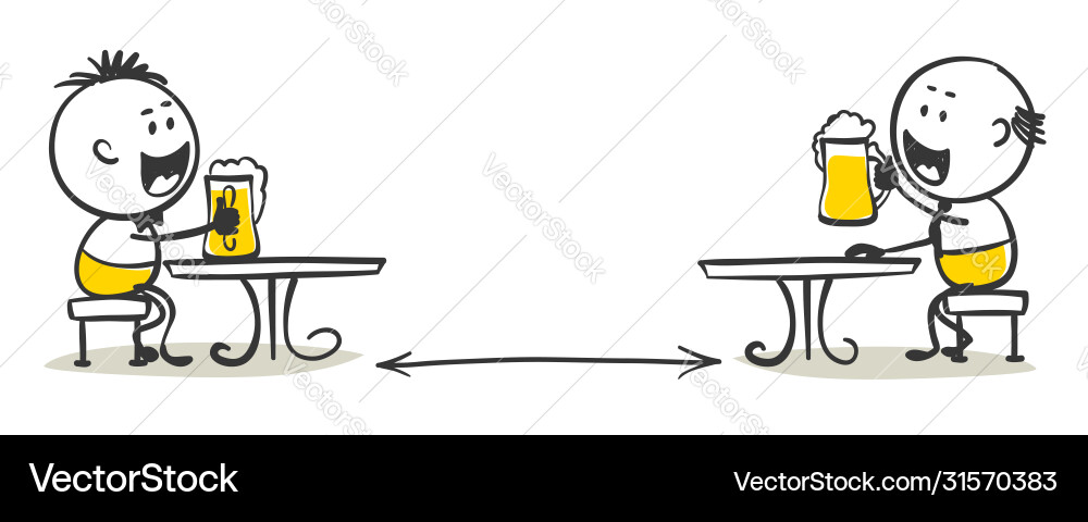 Social distance in a cafe Royalty Free Vector Image