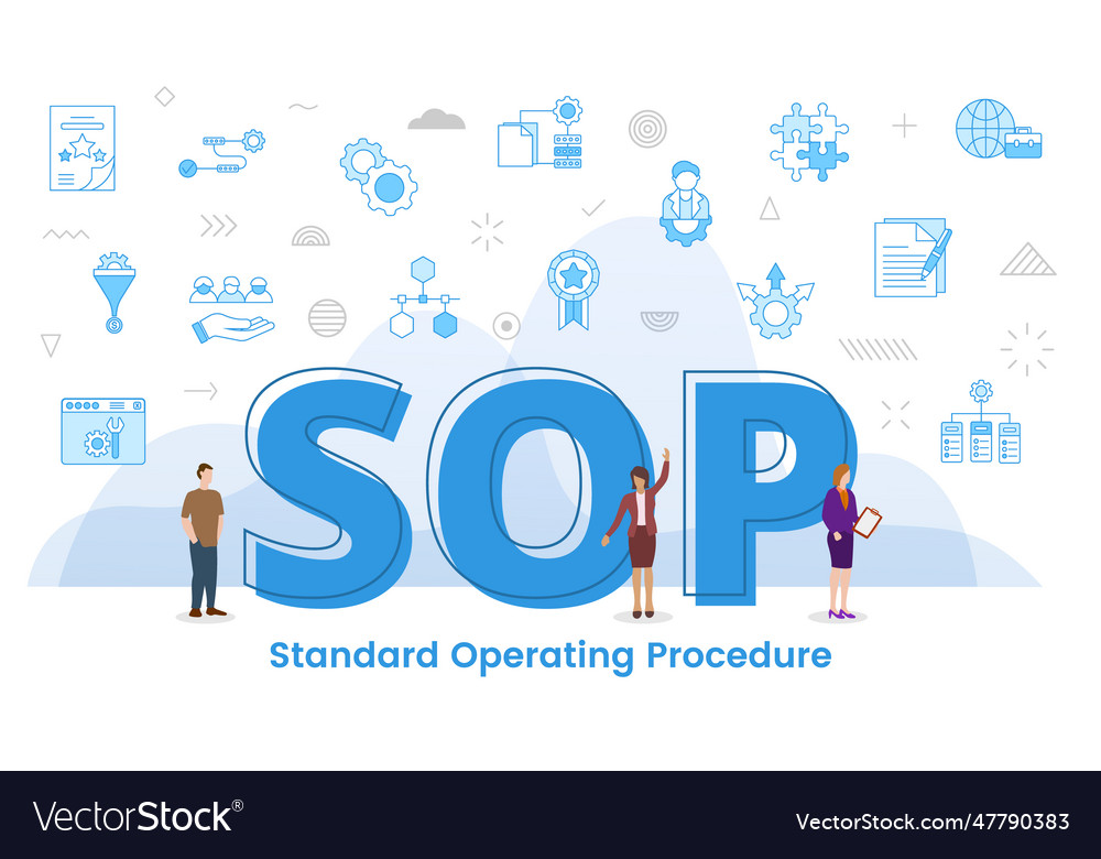 Sop standard operating procedure concept with big Vector Image
