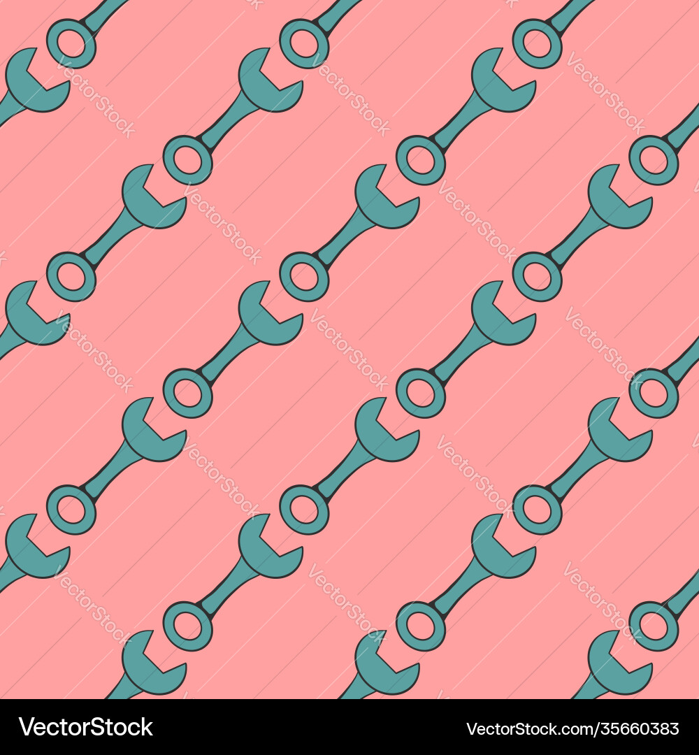 Steel wrench seamless pattern on pink background Vector Image