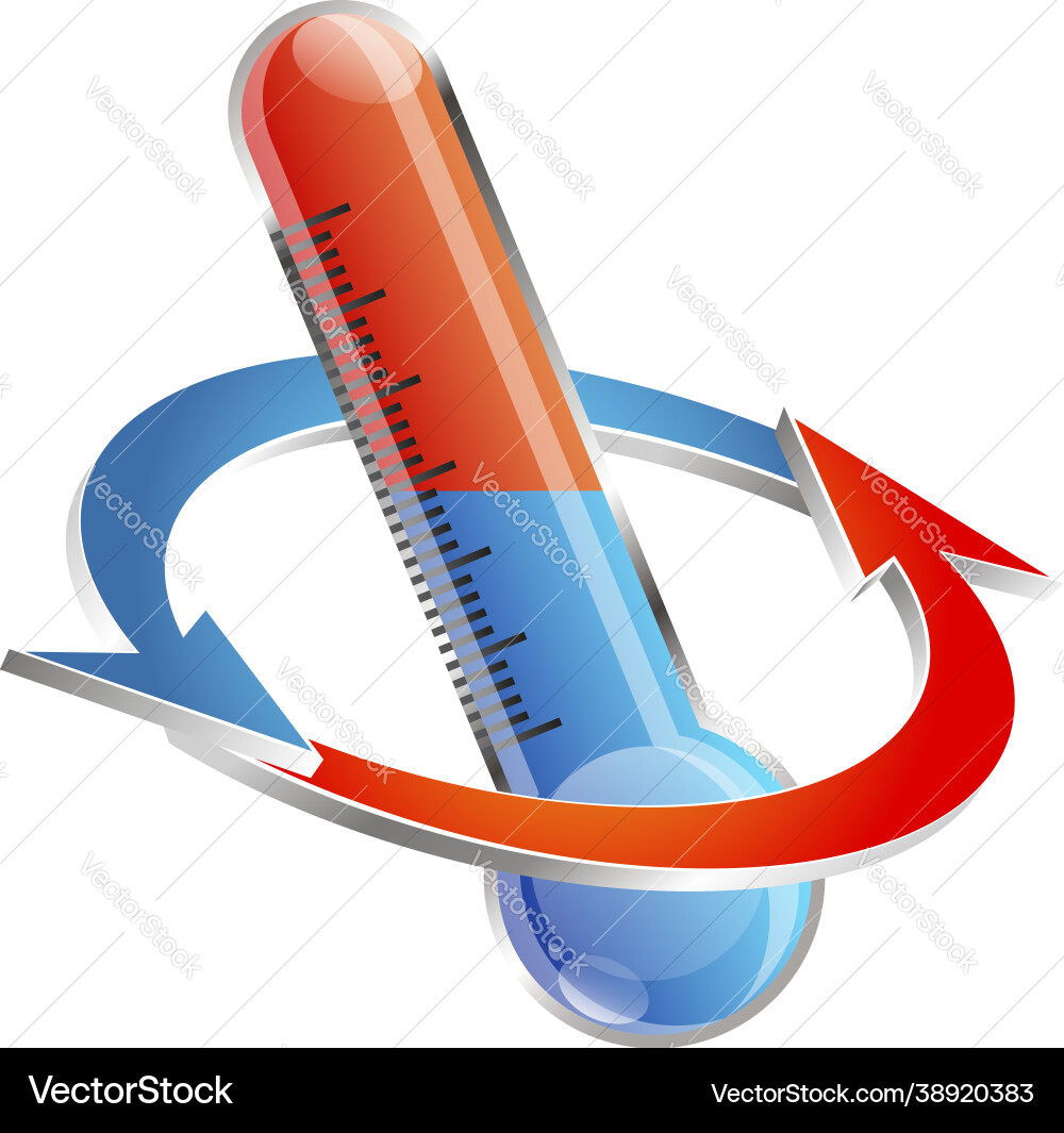 Thermometer red and blue arrows symbol Royalty Free Vector