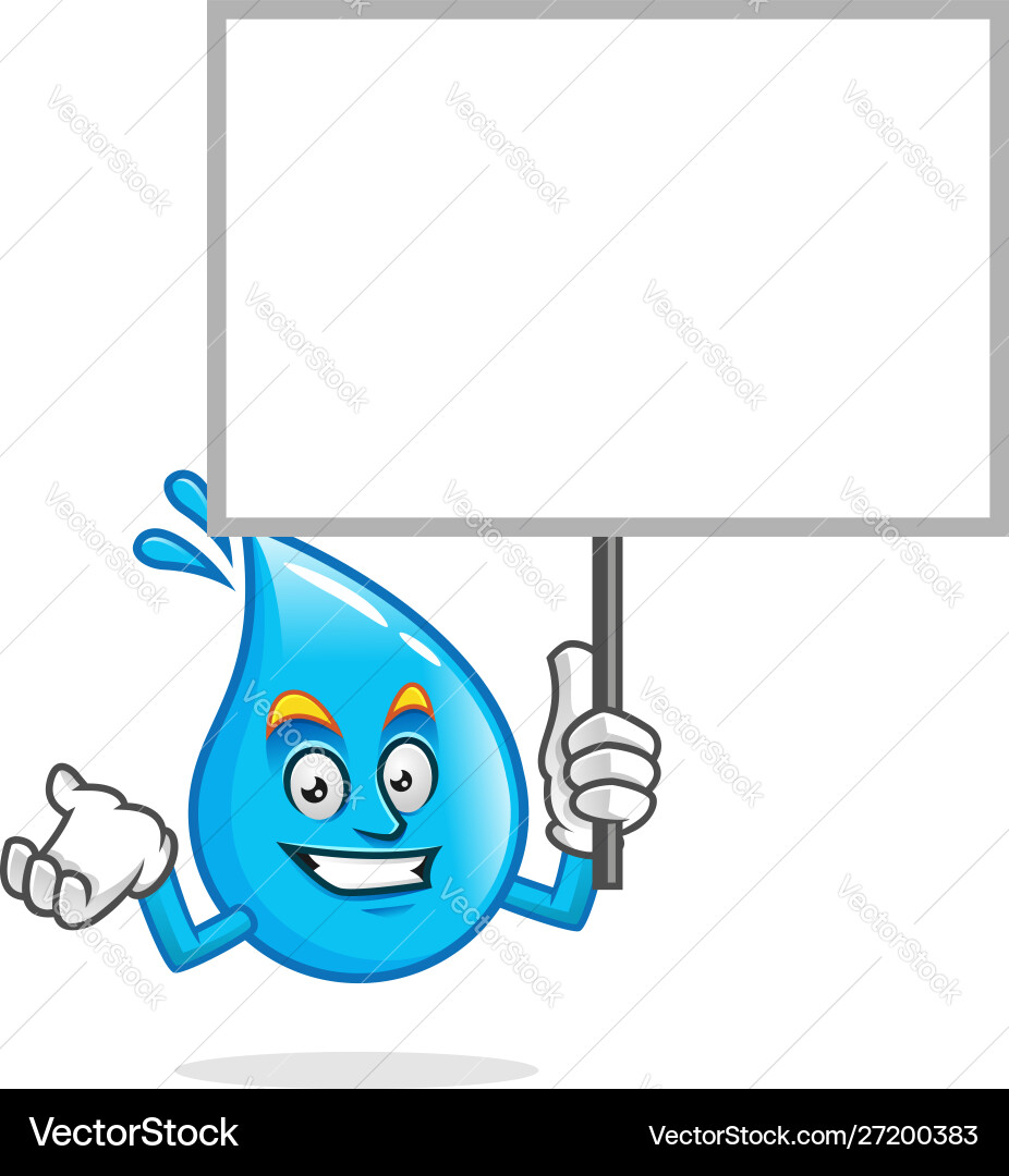 Water character design or mascot with blank Vector Image
