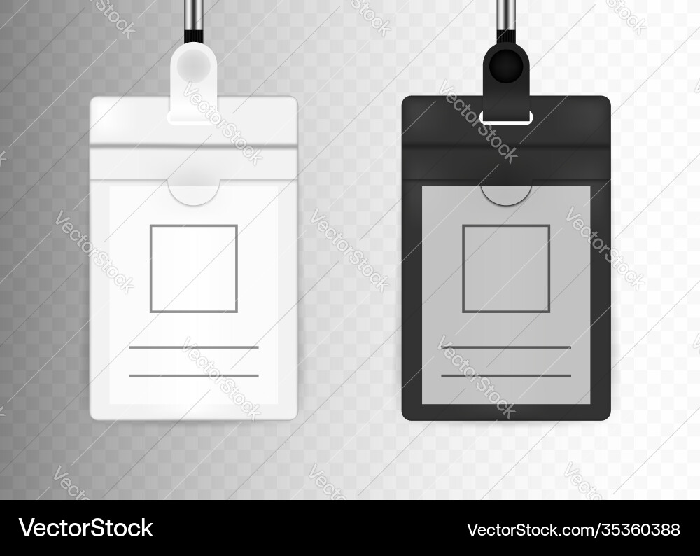 Clear plastic badge id card with white neck Vector Image