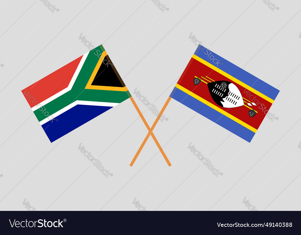 Crossed flags of south africa and eswatini Vector Image Crossed flags of south africa and eswatini Vector Image
