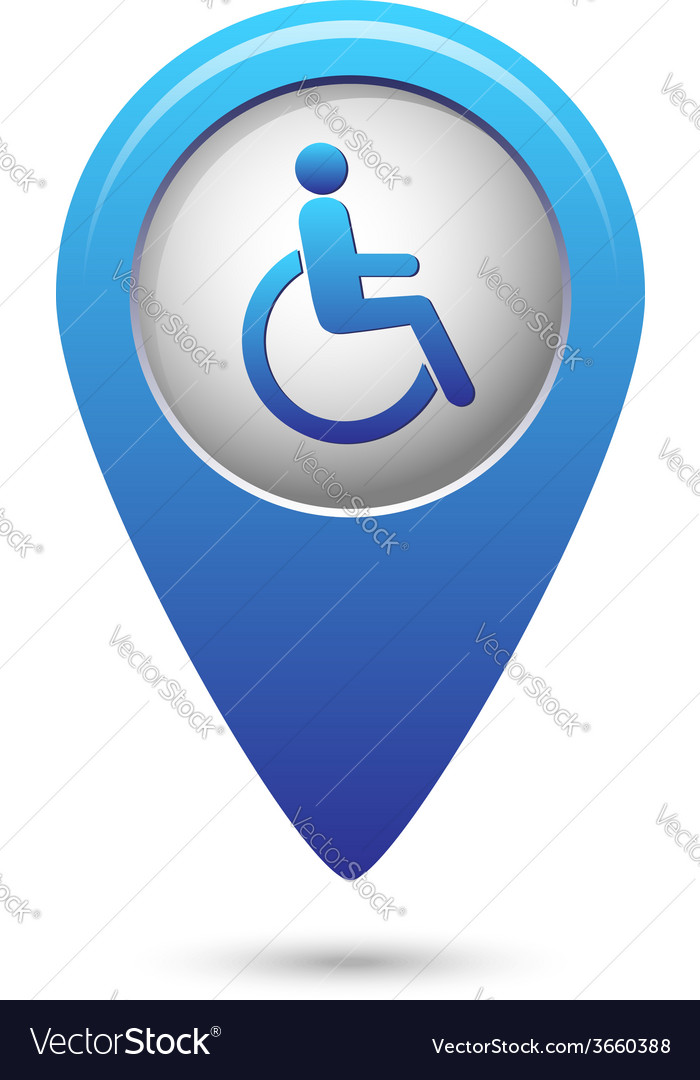 Disabled icon on map pointer Royalty Free Vector Image