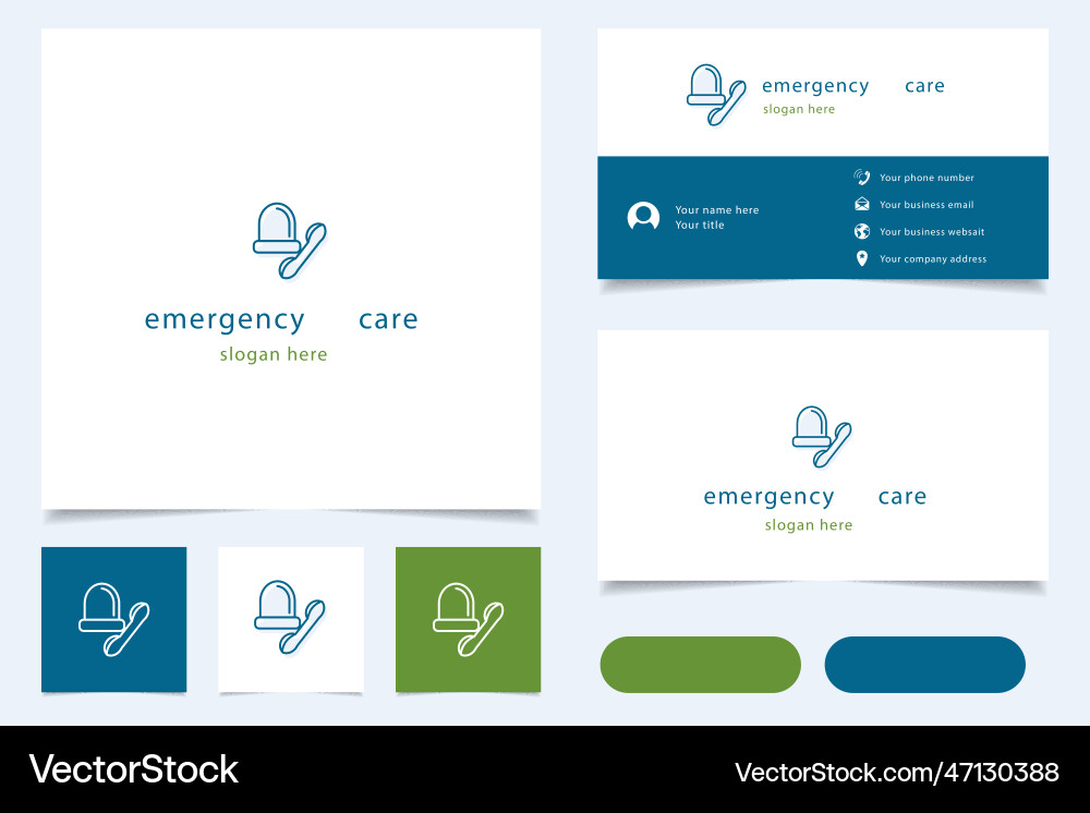 Emergency care logo design with editable slogan Vector Image