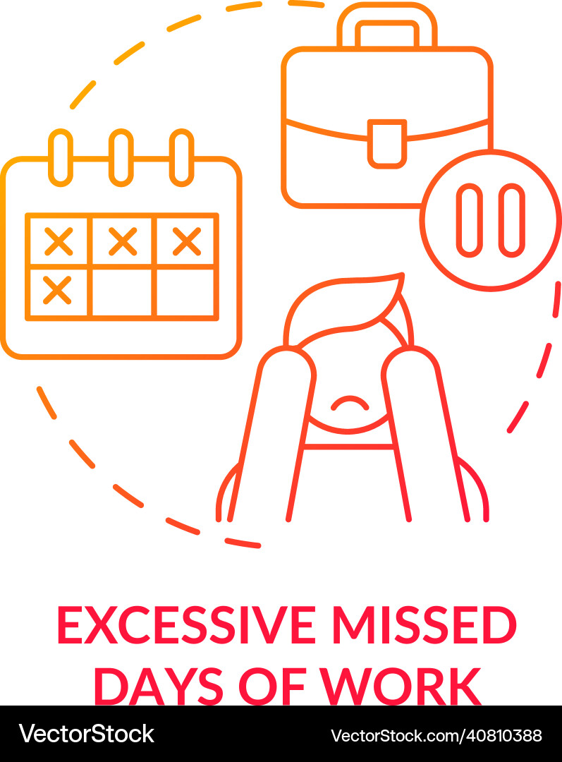 Excessive missed days of work red gradient Vector Image