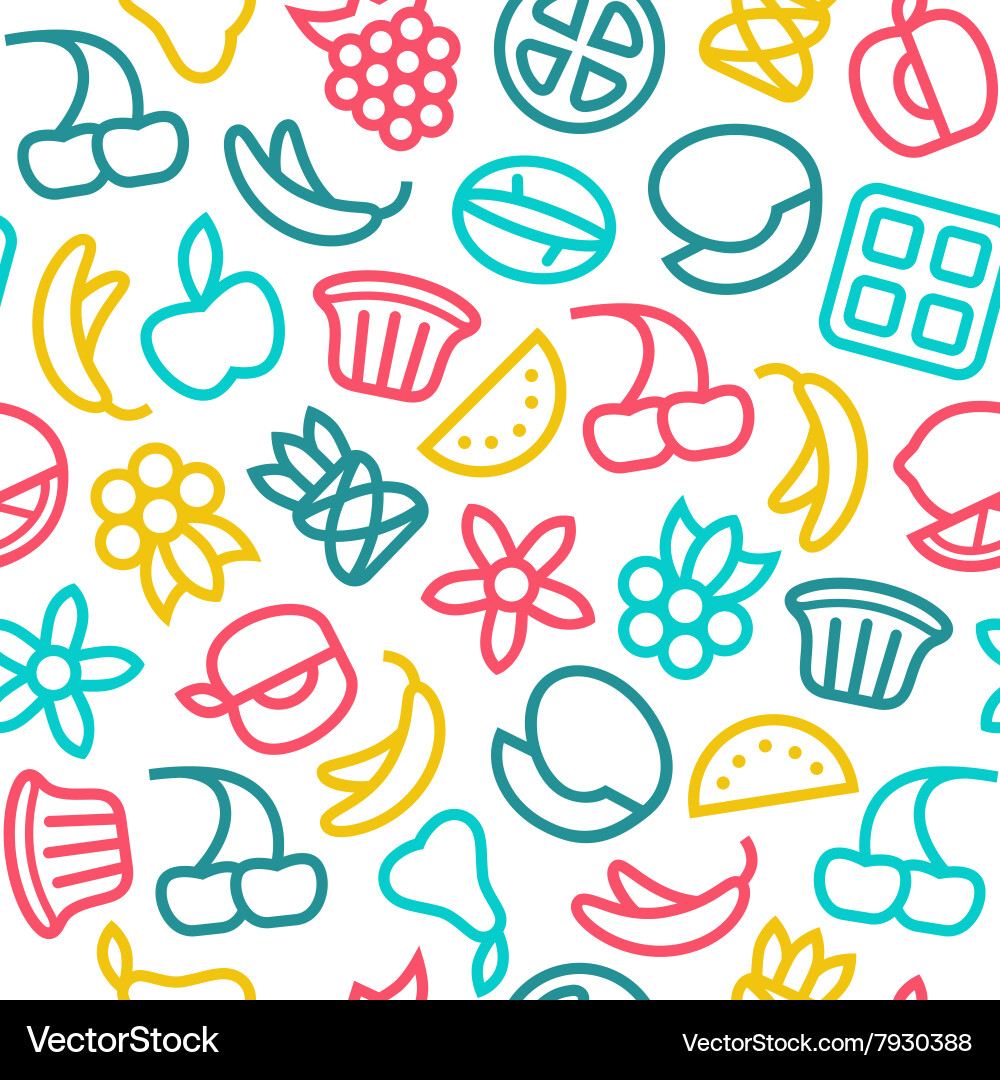 Fruit seamless pattern in thin line style Vector Image