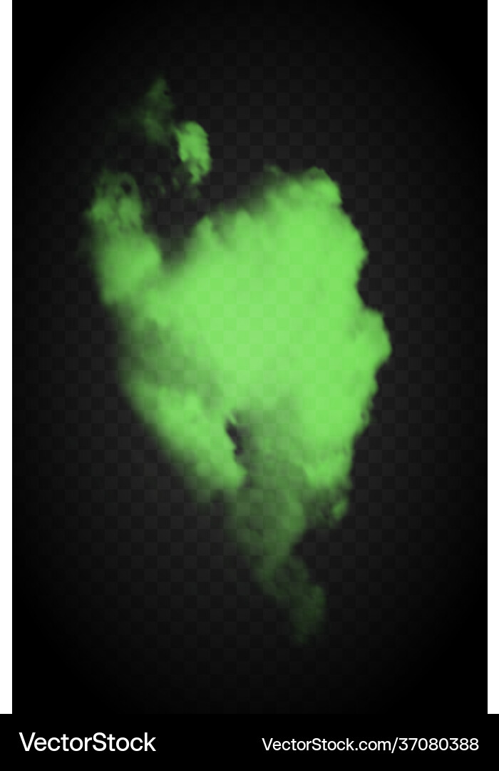 Green smog isolated on black transparent backdrop Vector Image