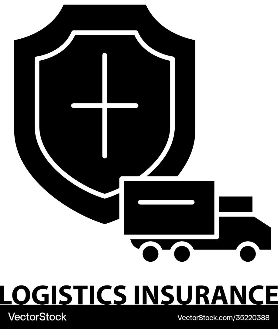 Logistics insurance icon black sign Royalty Free Vector