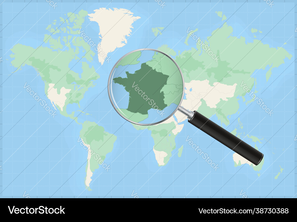 Map world with a magnifying glass on a Royalty Free Vector
