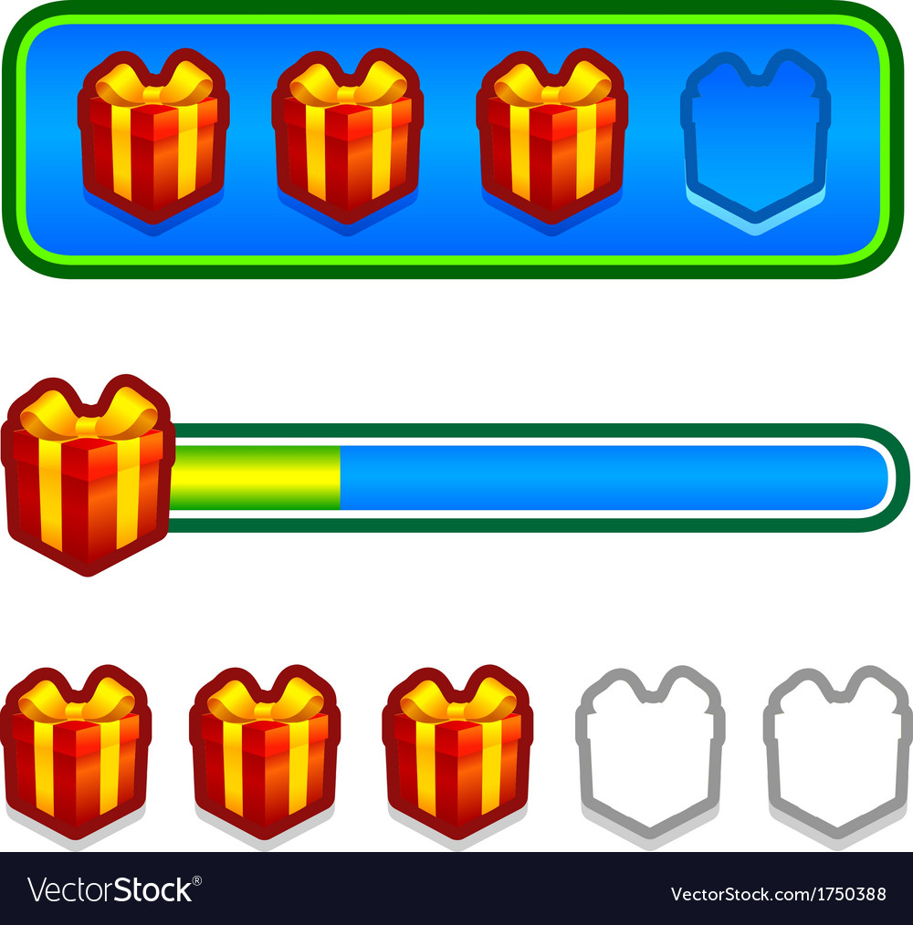 Progress bar with gift boxes Royalty Free Vector Image