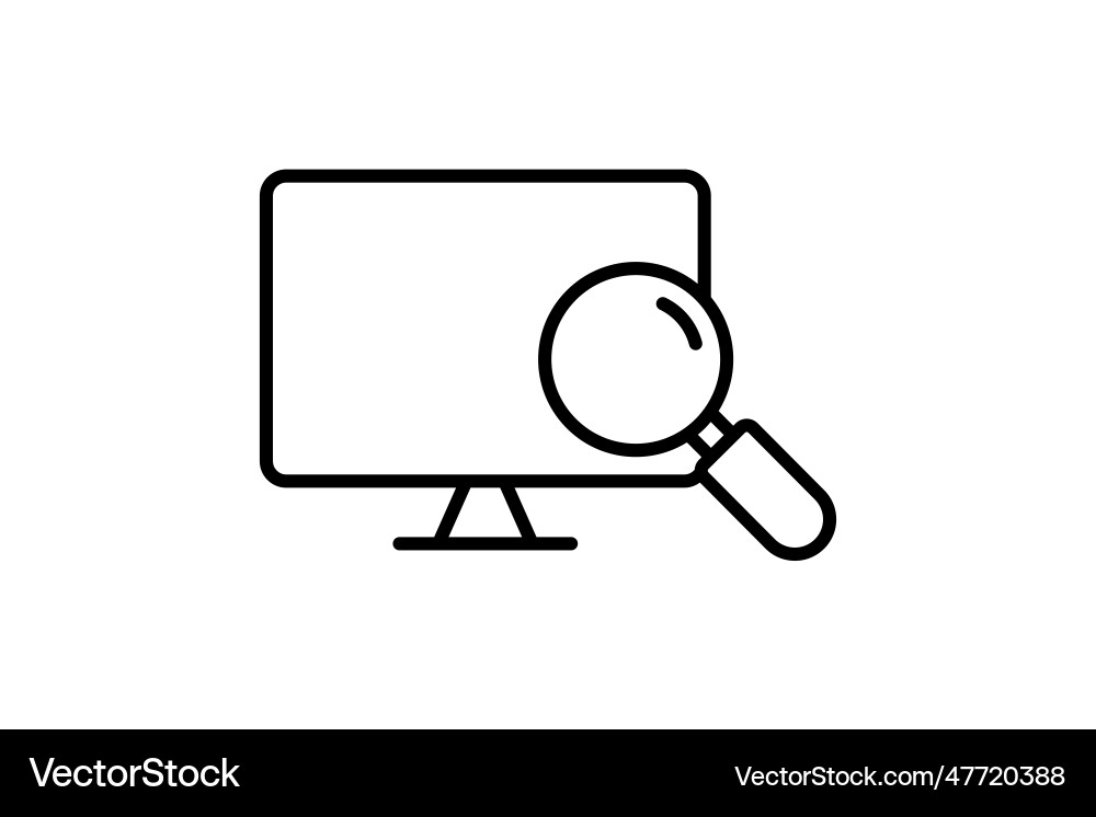 Screen and magnifying glass icon icon related Vector Image