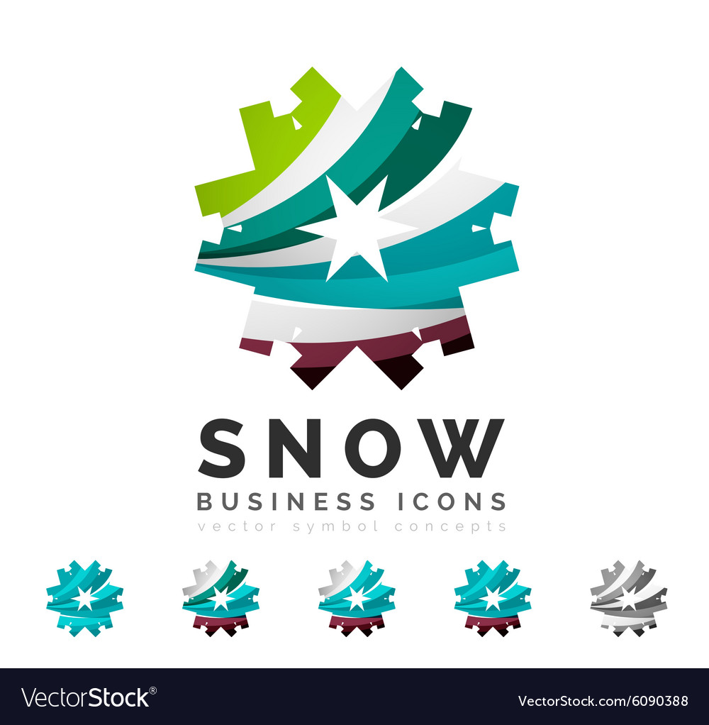 Set of abstract colorful snowflake logo icons Vector Image