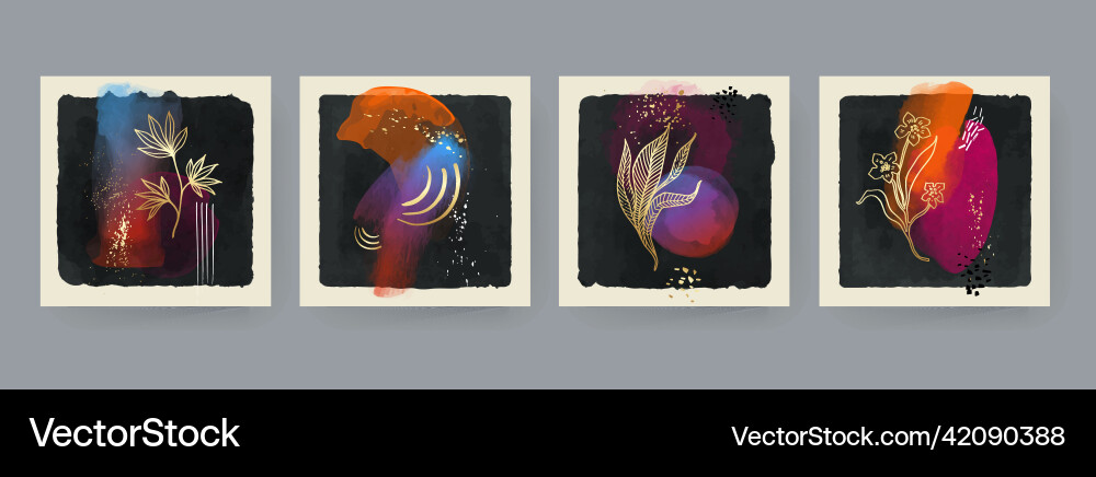 Set of abstract hand painted Royalty Free Vector Image