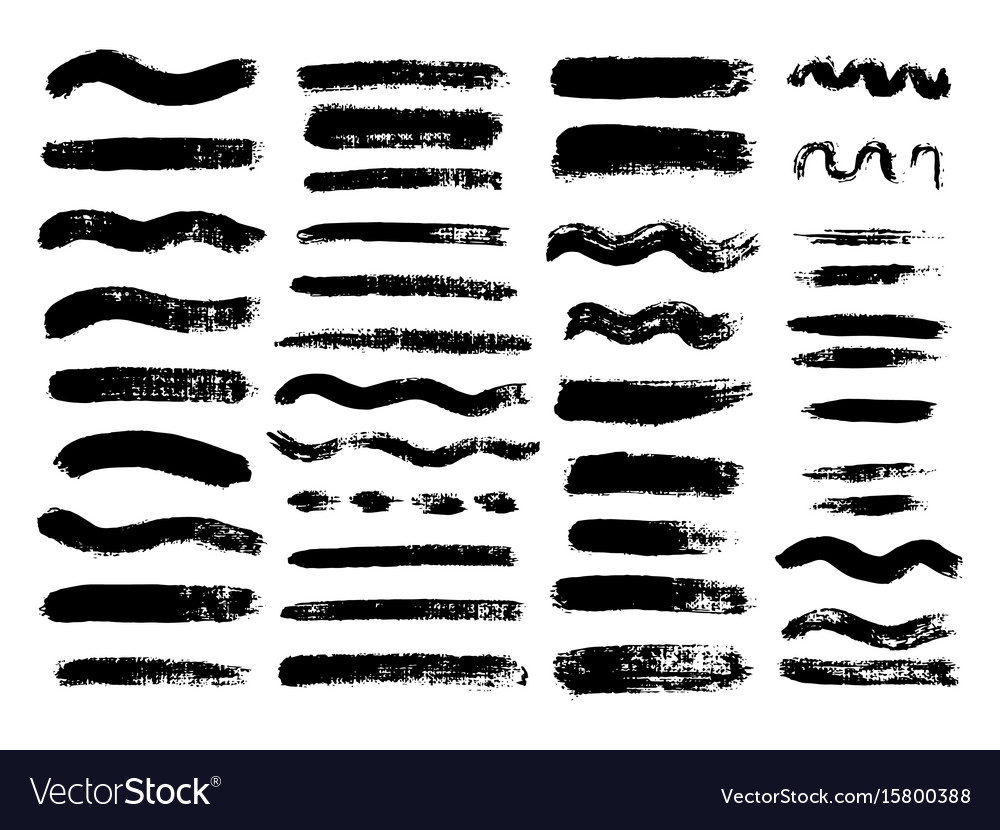 Set of black paint ink brush strokes brushes Vector Image