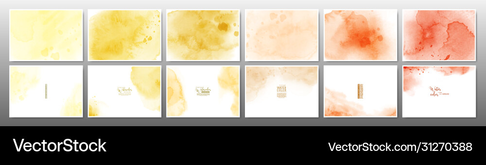 Set yellow orange pastel watercolor background Vector Image