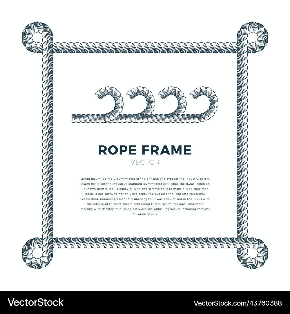 White rope woven border with rope knots square Vector Image