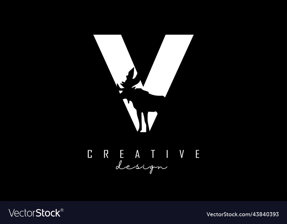 Abstract letter v with animal shape cut Royalty Free Vector Abstract letter v with animal shape cut Royalty Free Vector