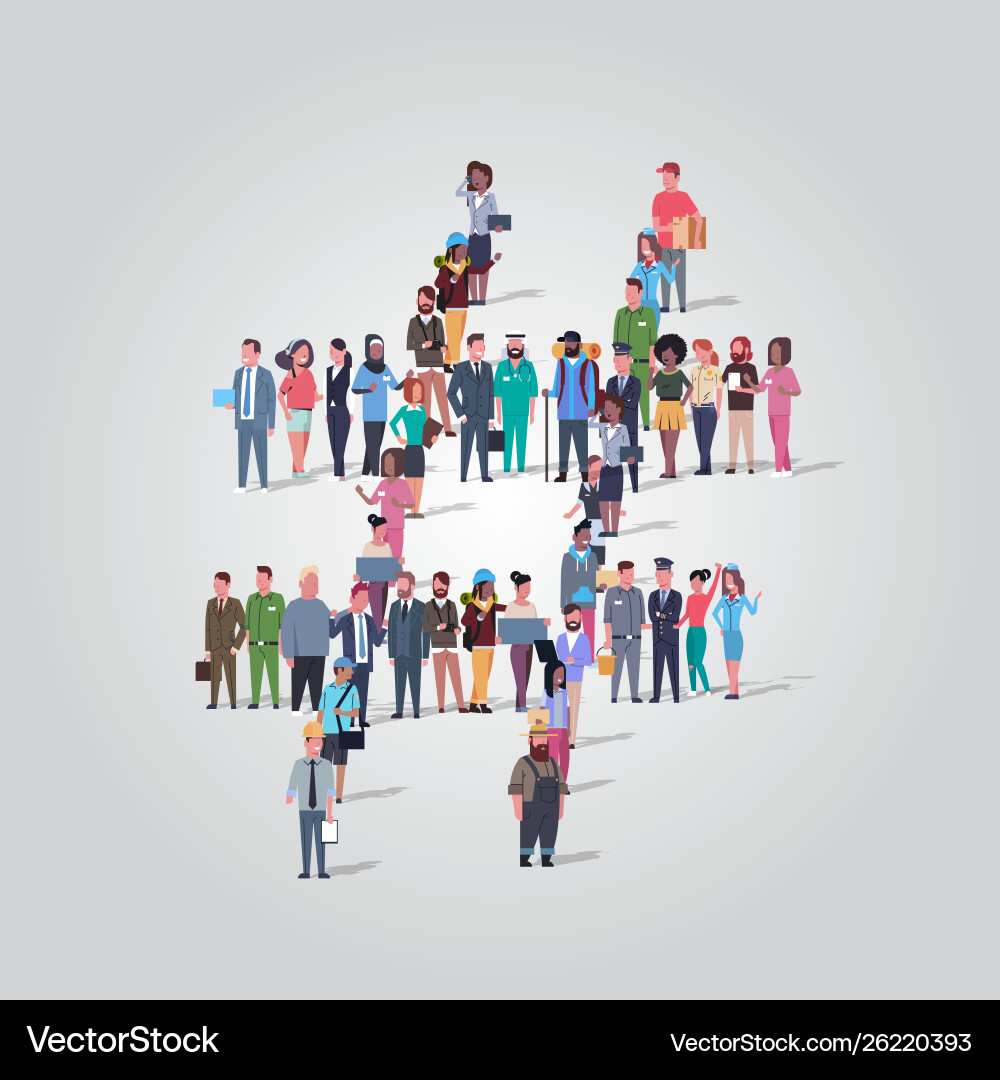 Big people crowd gathering in shape number sign Vector Image