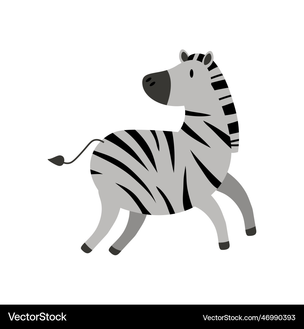 Cute zebra flat hand drawn poster cartoon Vector Image