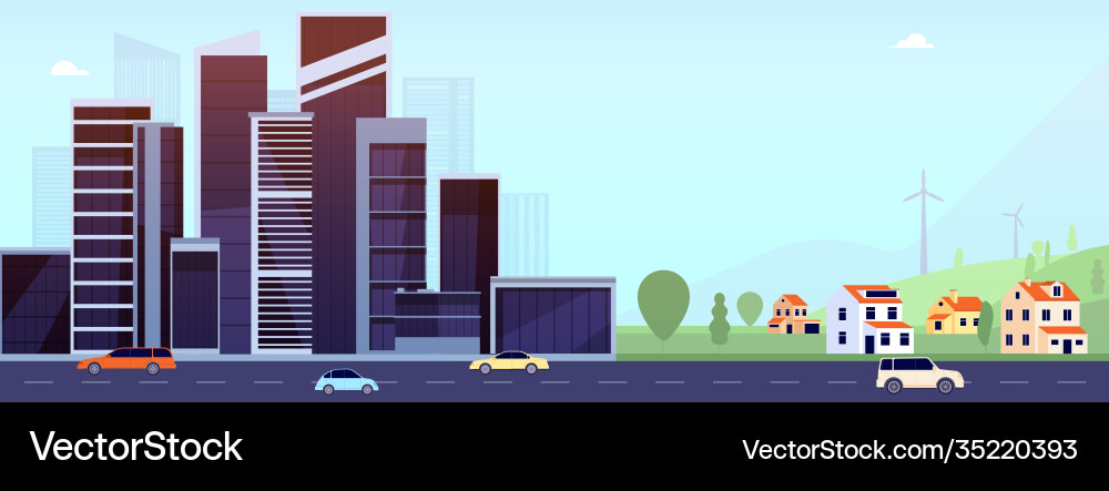 Downtown and suburb flat city modern office Vector Image