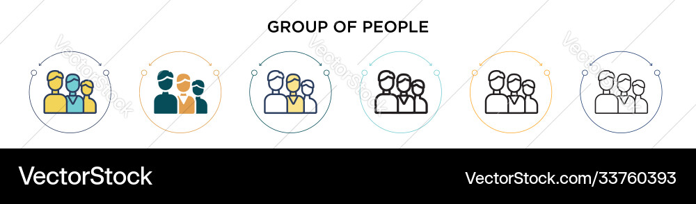 Group people icon in filled thin line outline Vector Image
