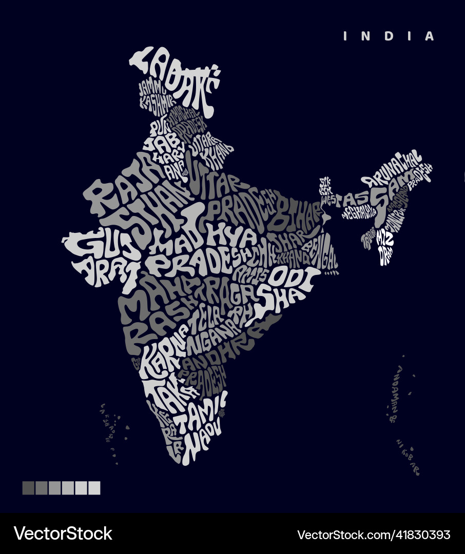 India map with all indian states typography Vector Image