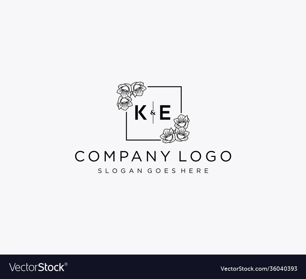 Initial ke letters botanical feminine logo Vector Image Initial ke letters botanical feminine logo Vector Image