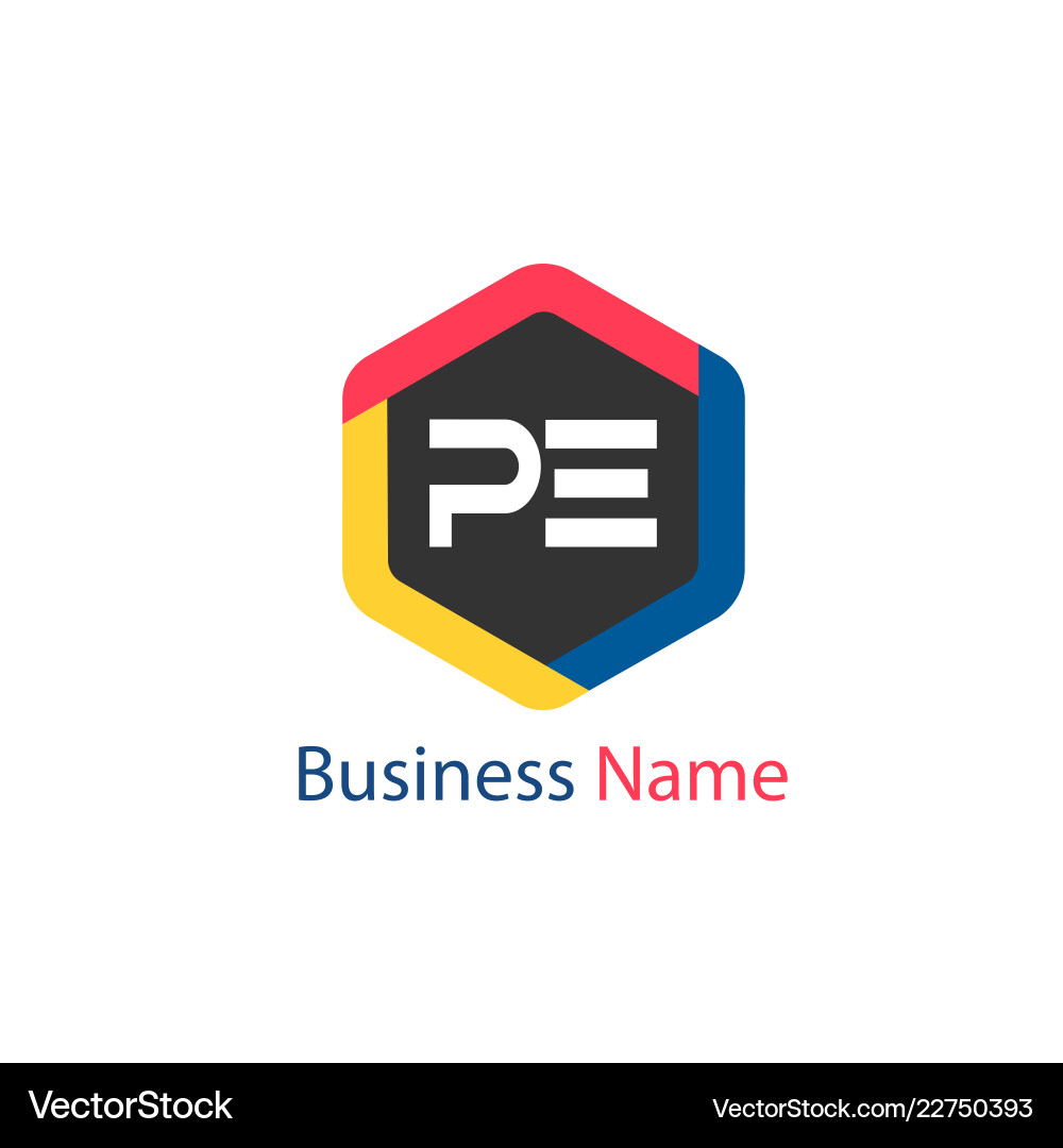 Initial letter pe logo template design Royalty Free Vector