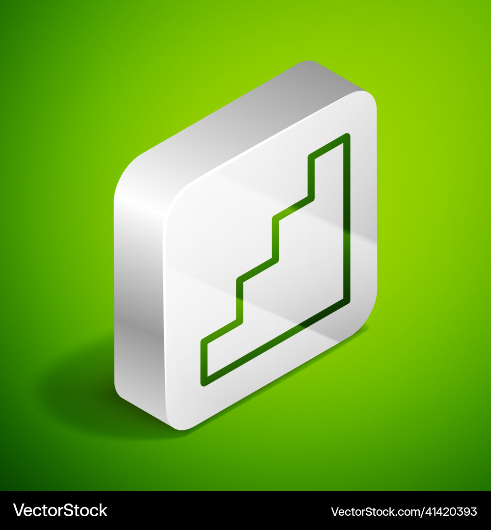 Isometric line staircase icon isolated on green Vector Image